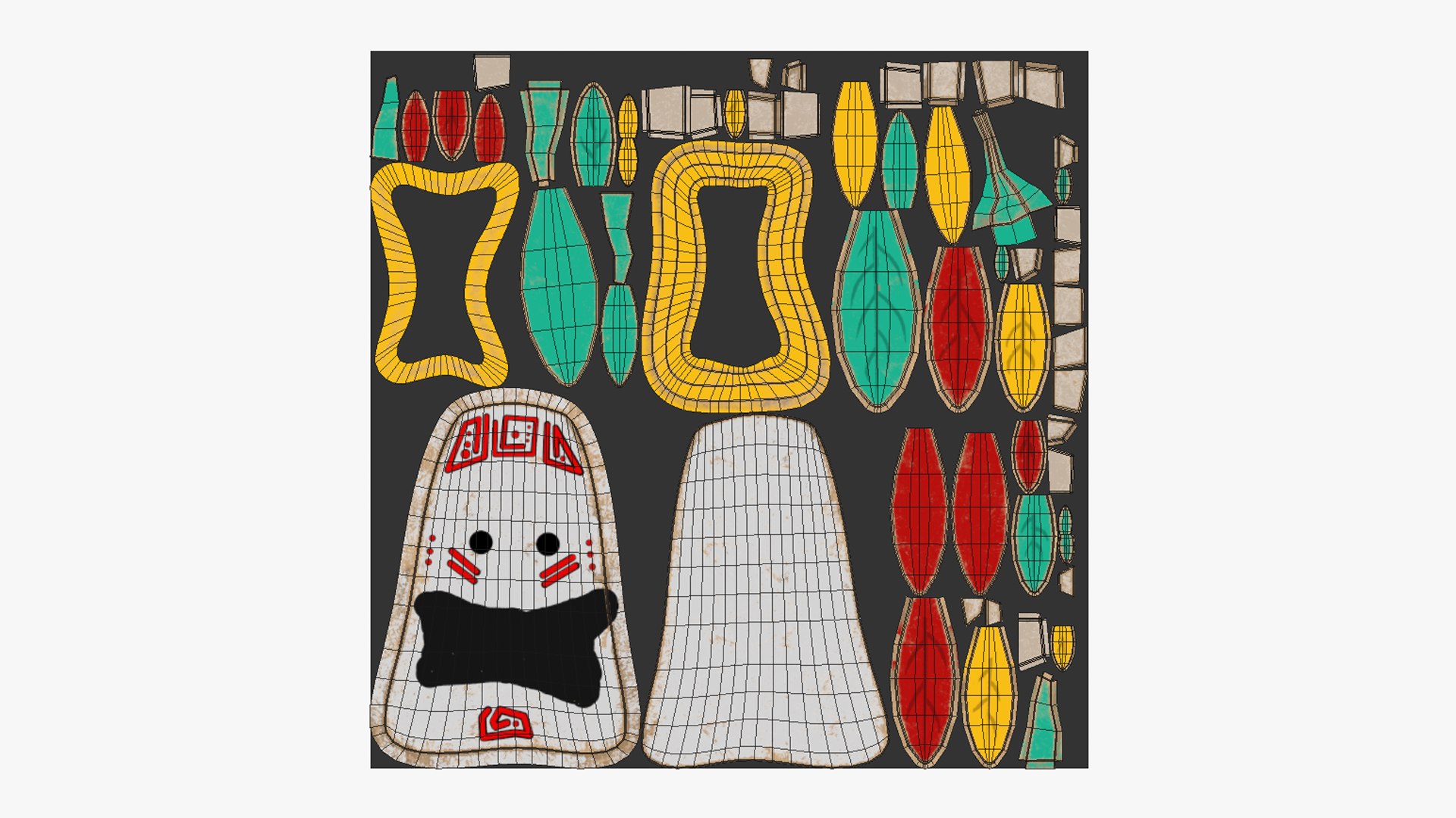 Tribal Mask H01 Colored - Costume Character Design 3D model ...