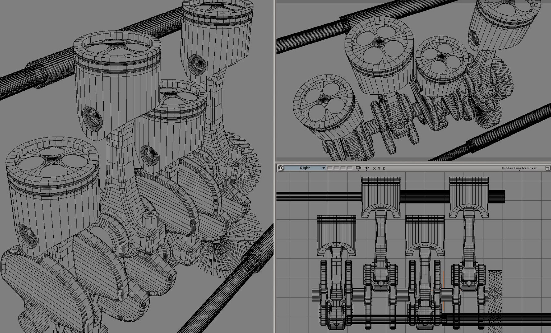 3d Model Pistons Cylinder Engine