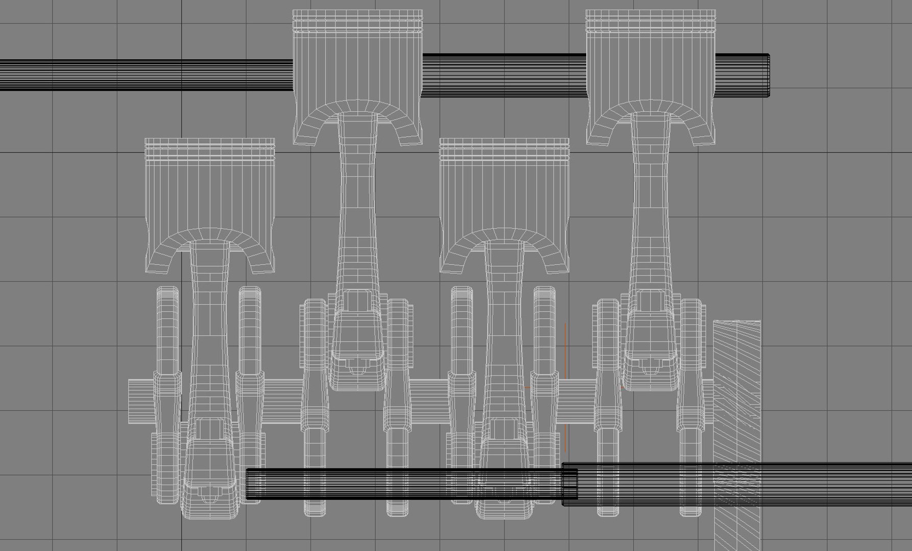 3d Model Pistons Cylinder Engine