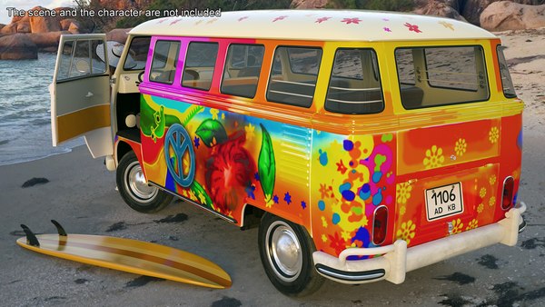 modelo 3d Autobús Volkswagen hippie preparado para Cinema 4D ...