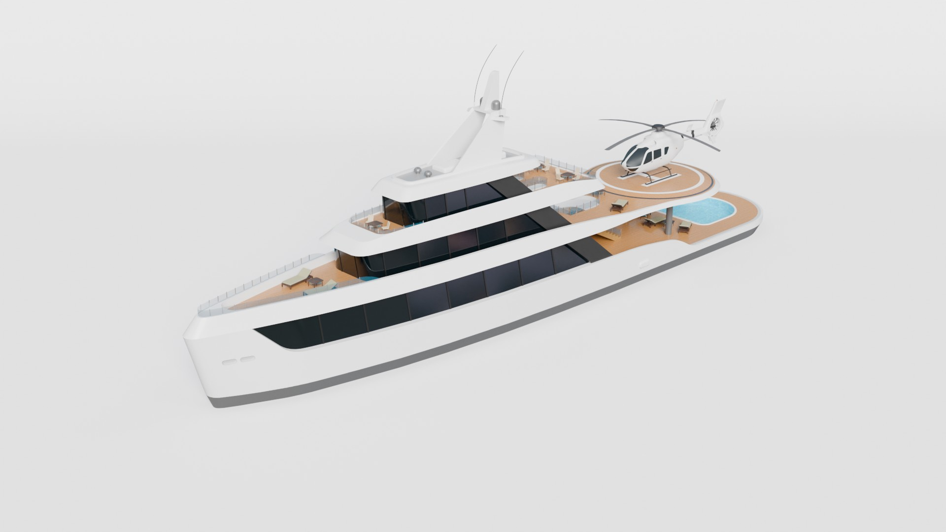 3D Model Yacht With Helicopter - TurboSquid 2221052