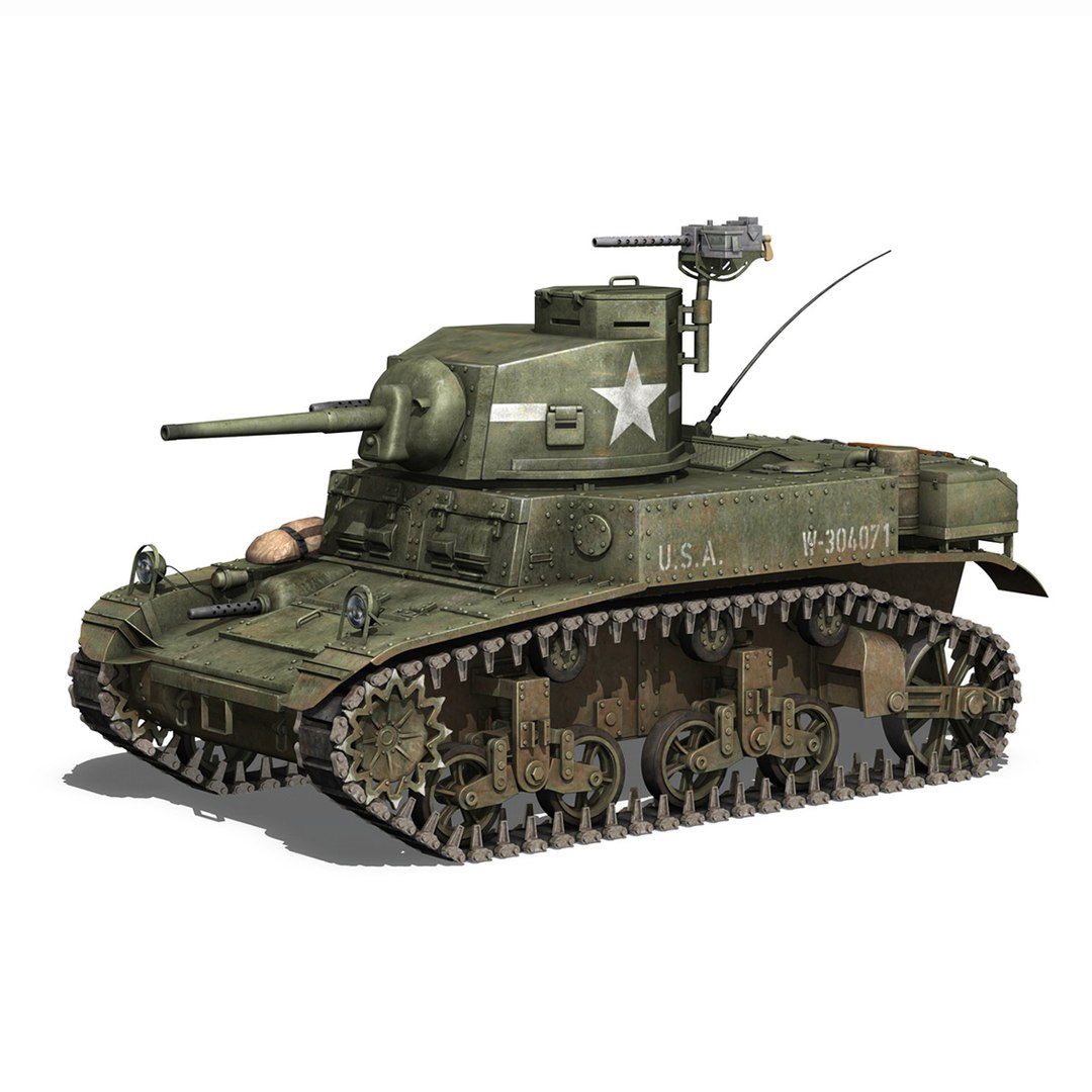 3d model light tank - m3