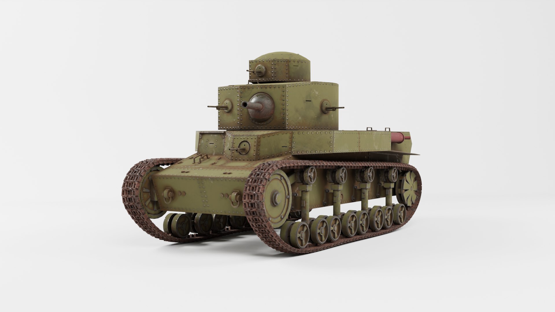 T-24 Soviet Medium Tank PBR Low-poly 3D Model Model - TurboSquid 1832520