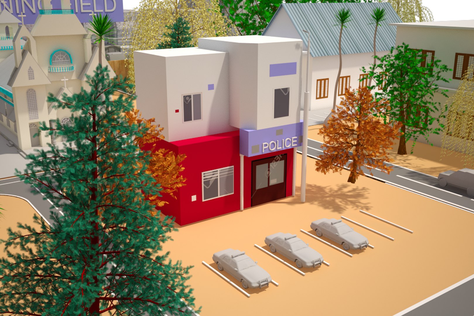 Imaginary town 3D model - TurboSquid 1579850