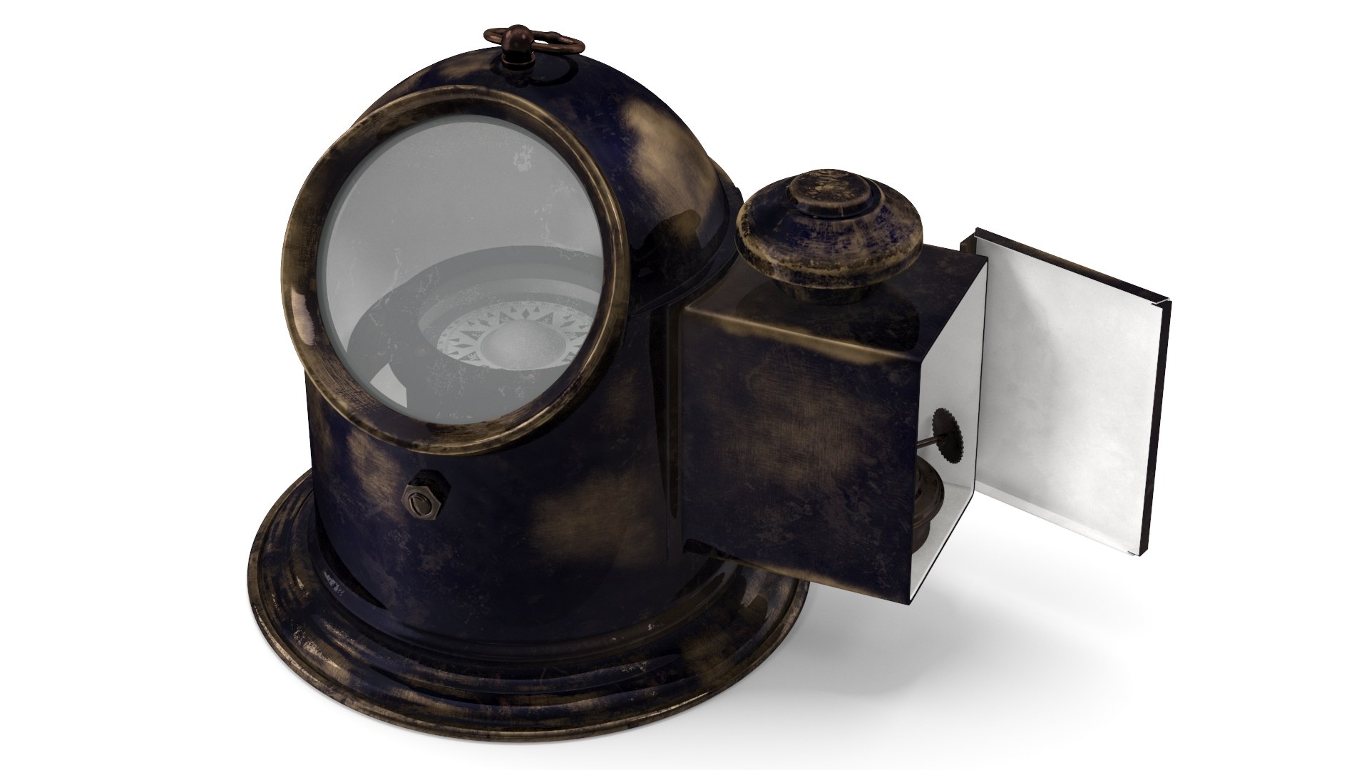 3D Antique Nautical Ship Gimbal Compass Black Open Model - TurboSquid ...
