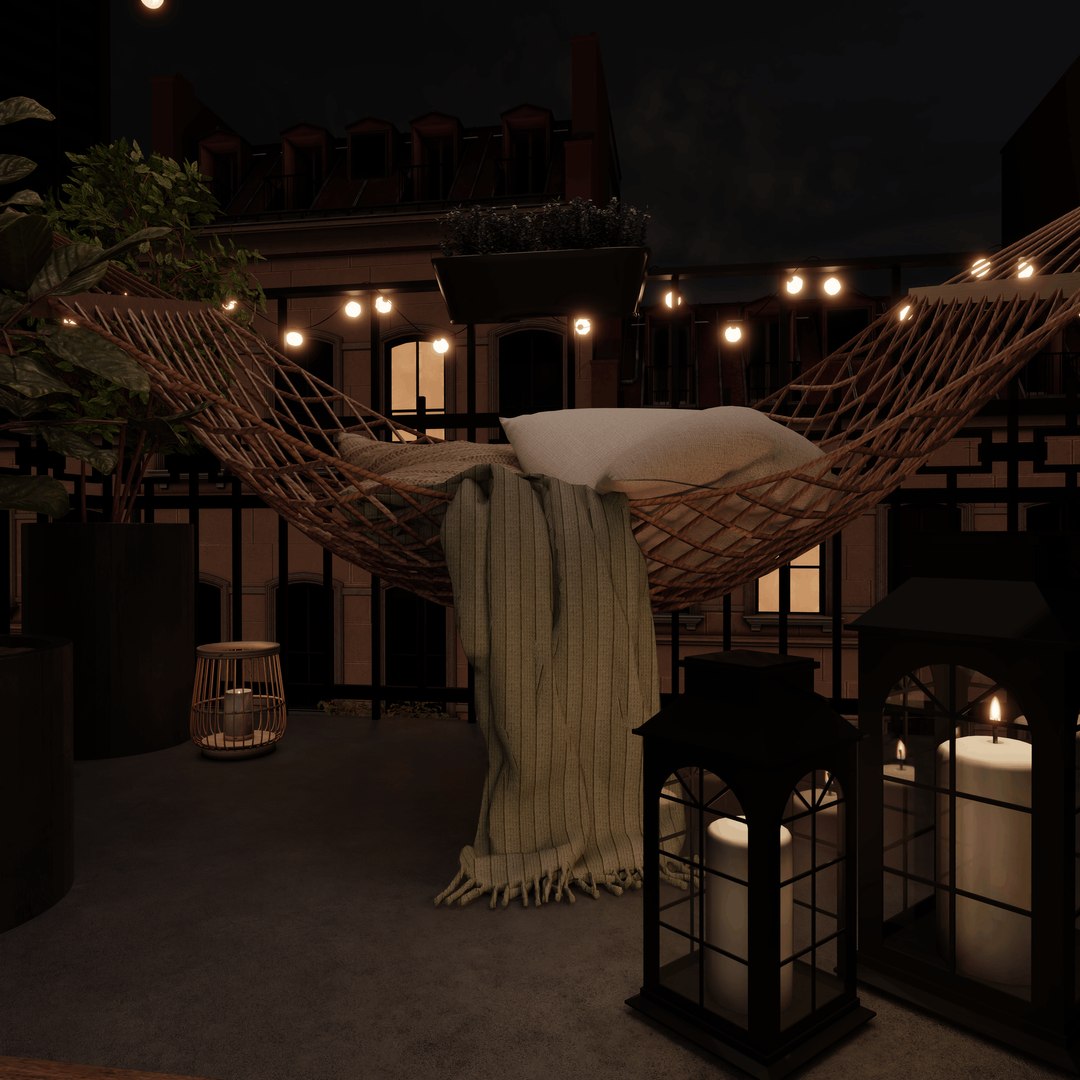 3D Balcony 5 Blender Scene - NIGHT - TurboSquid 2305492