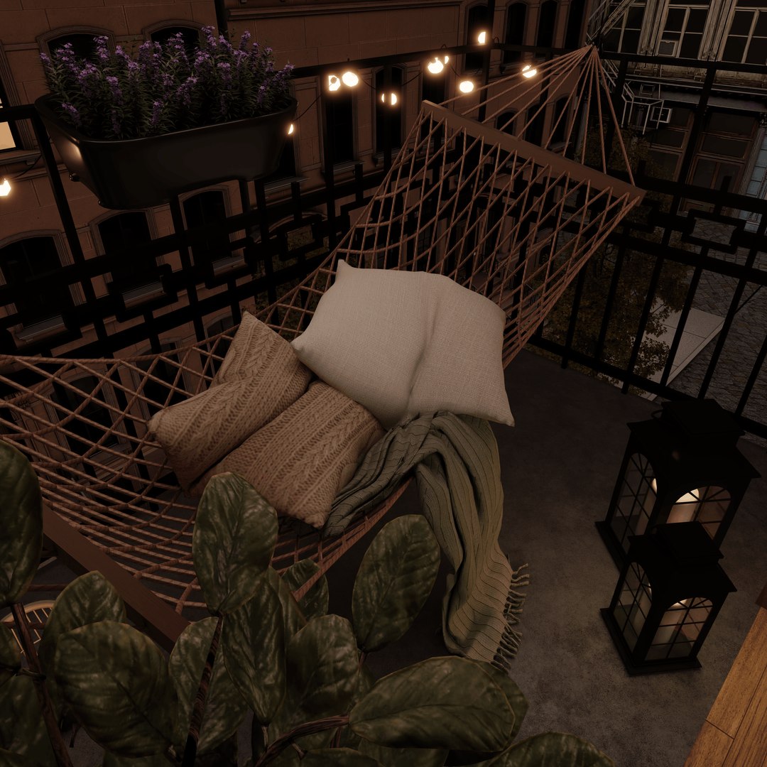 3D Balcony 5 Blender Scene - NIGHT - TurboSquid 2305492
