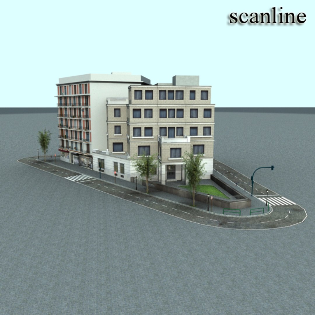 3d European City Block 02 Model