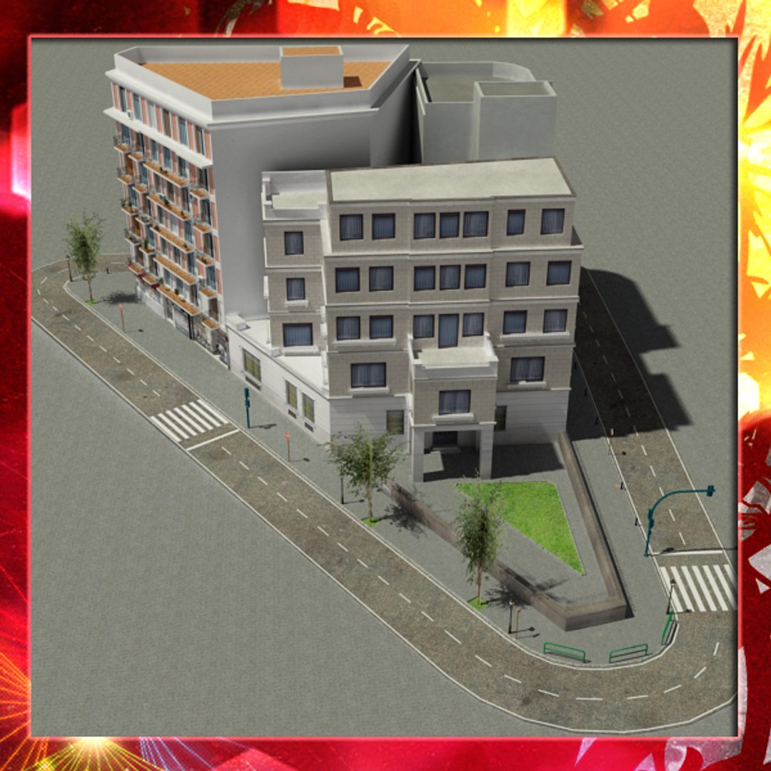 3d European City Block 02 Model