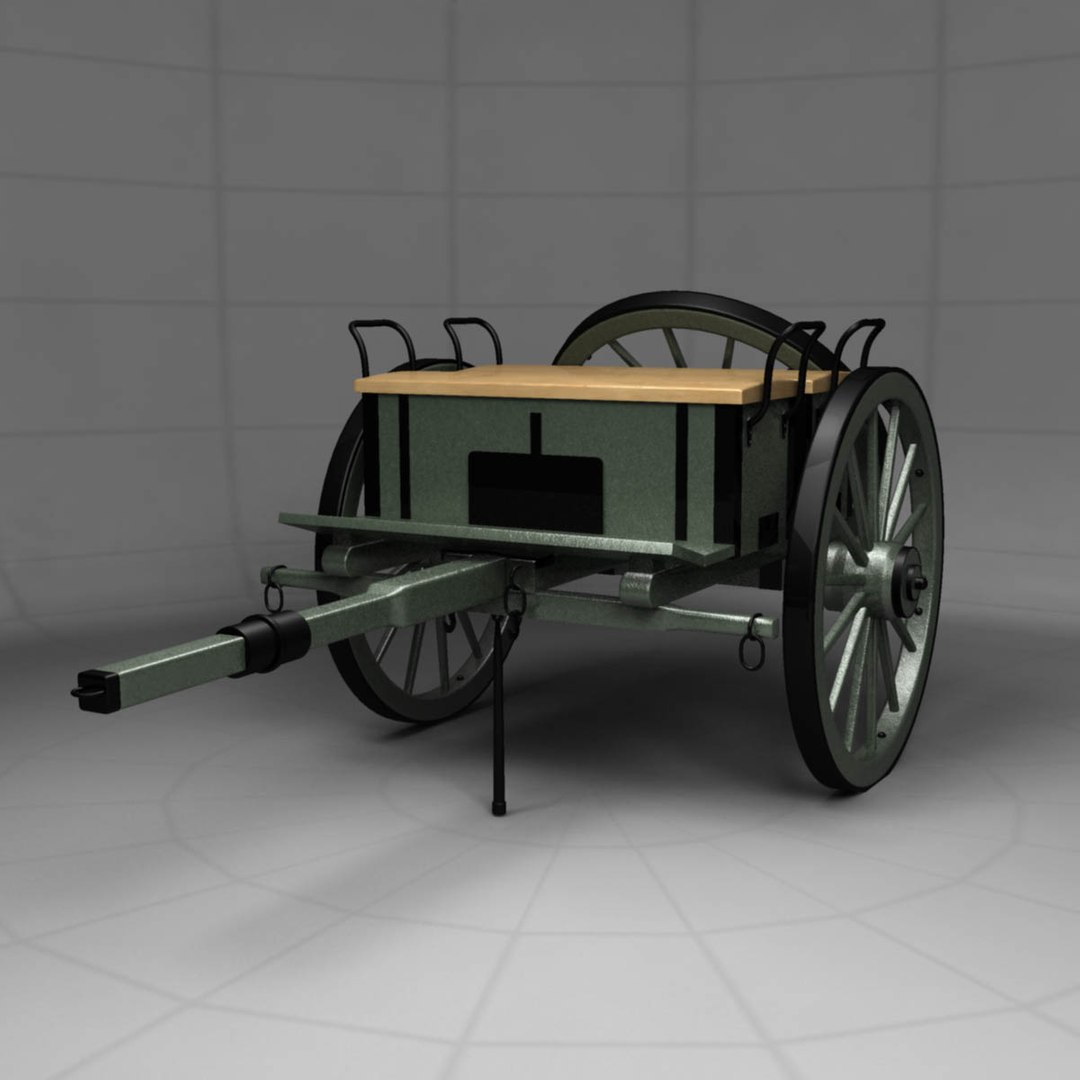 3d Civil War Caisson Cannon Model