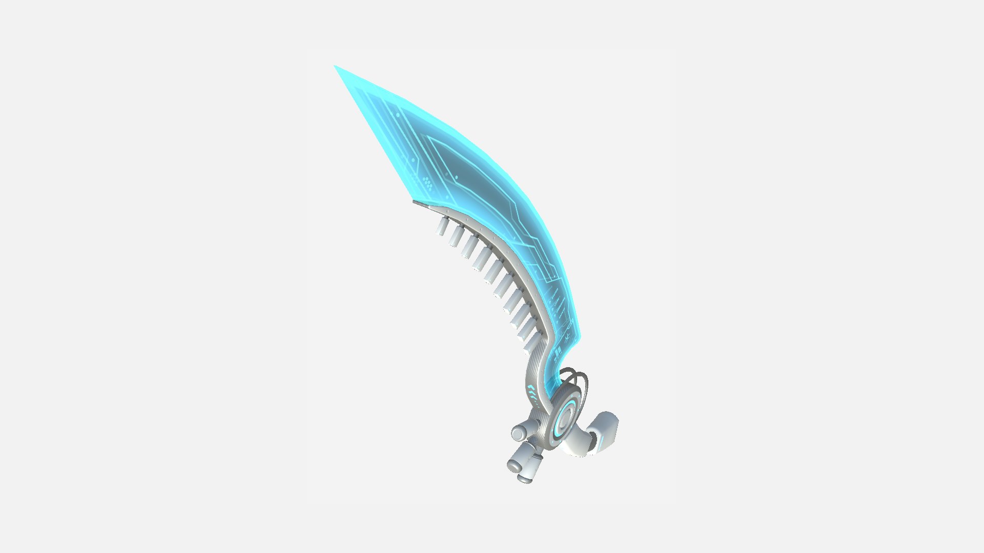 3D SciFi Dagger A02 White Blue - Sci Fi Weapon Design Model ...
