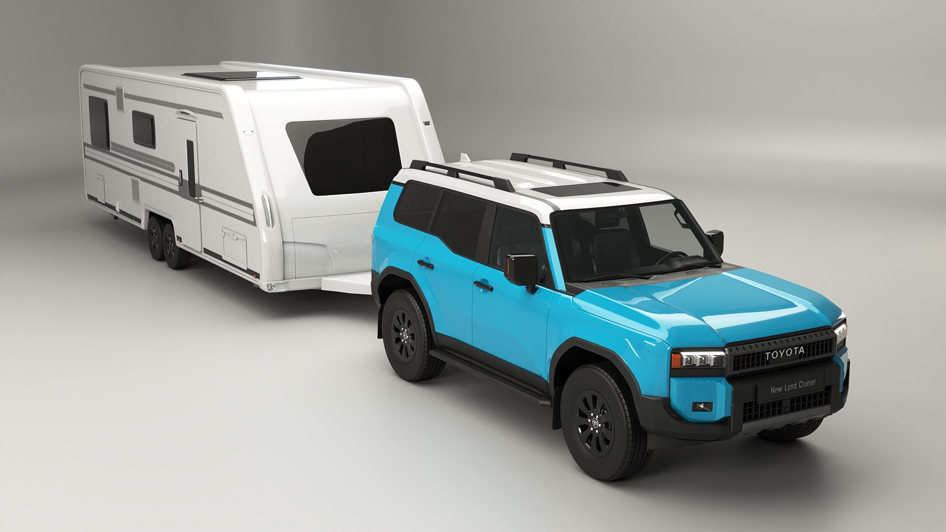 3D Model Toyota Land Cruiser 250 And Camping Caravan - TurboSquid 2388333