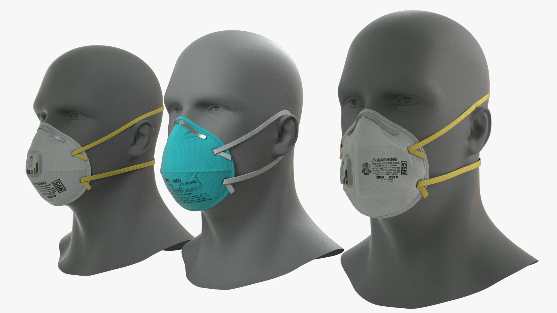 N95 respirator mask 3D model - TurboSquid 1530810
