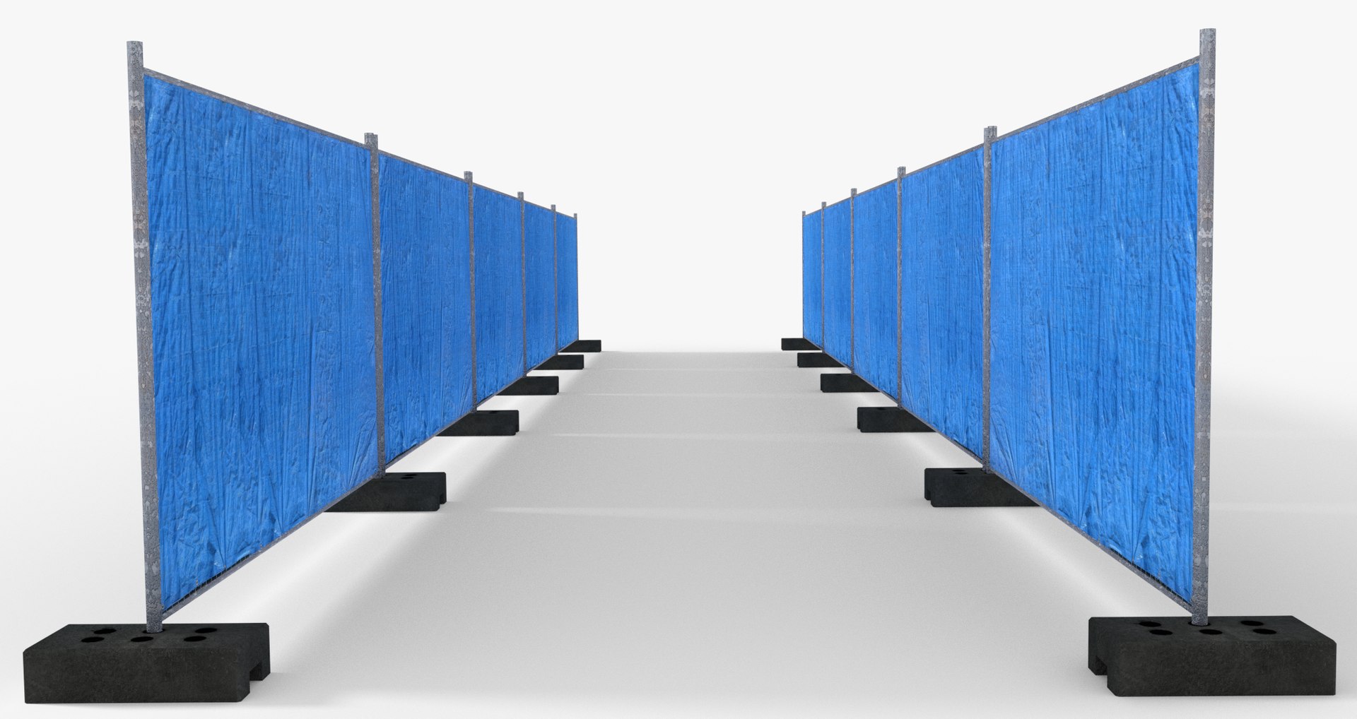 Blue Construction Site Fence Model - TurboSquid 1410720