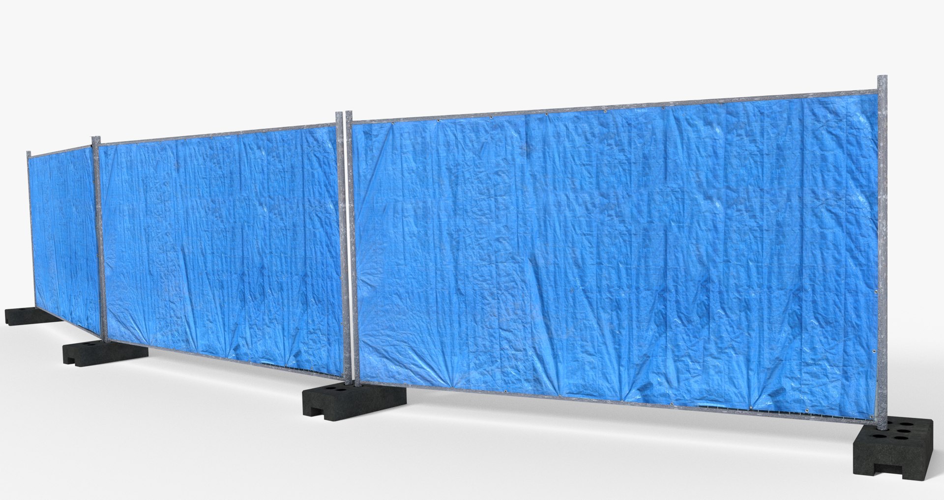 Blue Construction Site Fence Model - TurboSquid 1410720