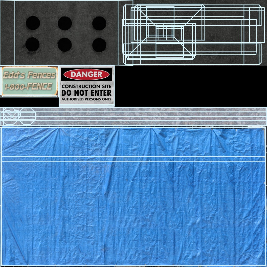 Blue Construction Site Fence Model - TurboSquid 1410720