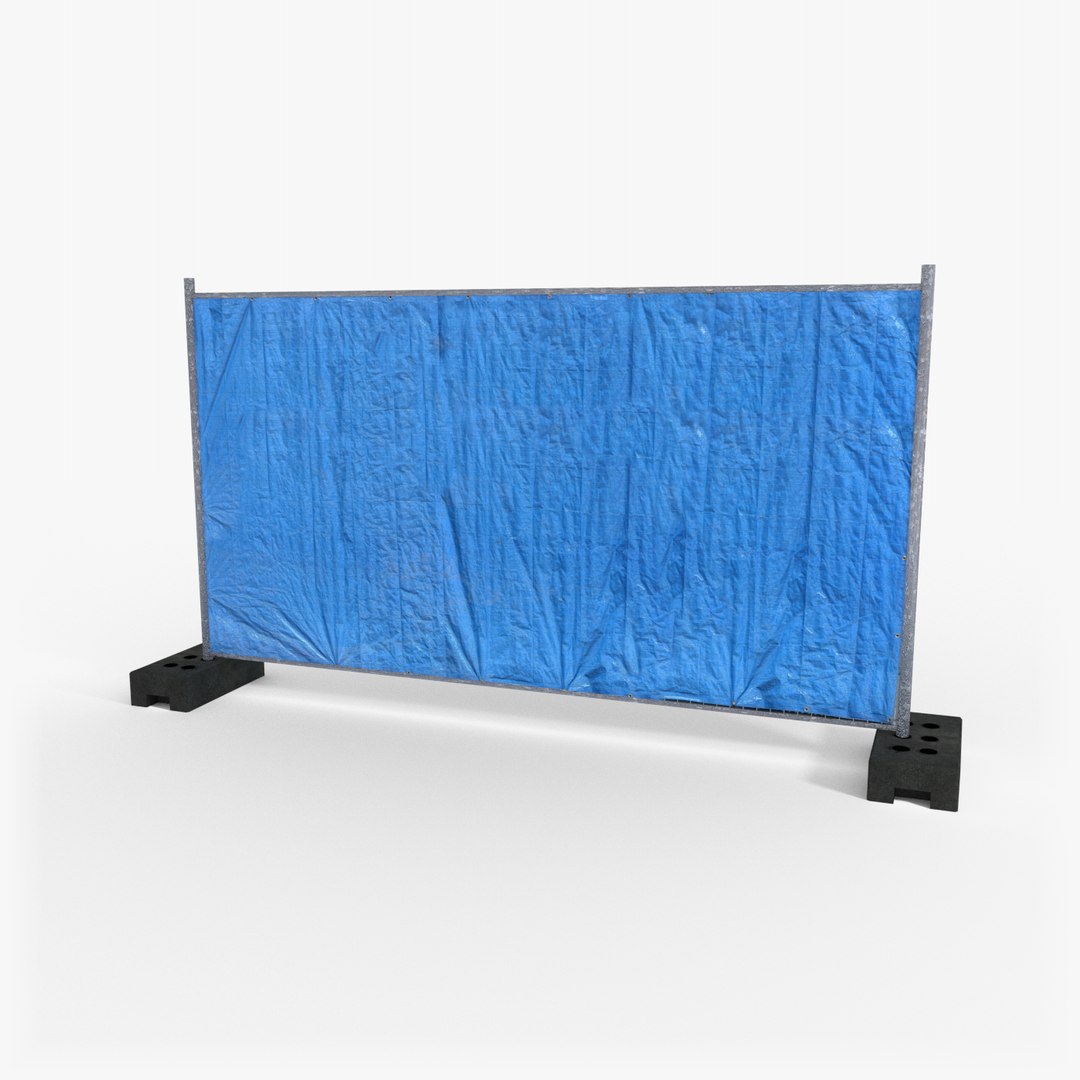 Blue construction site fence model - TurboSquid 1410720