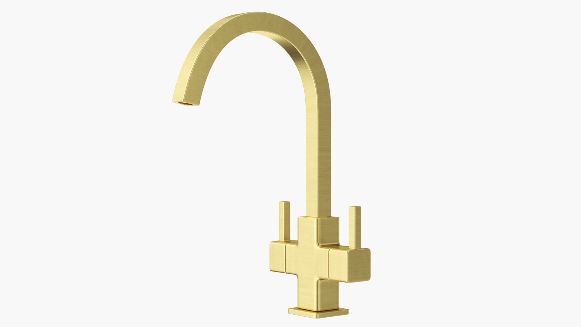 3D Monobloc Angular Dual Lever Kitchen Tap Brass - TurboSquid 1724220