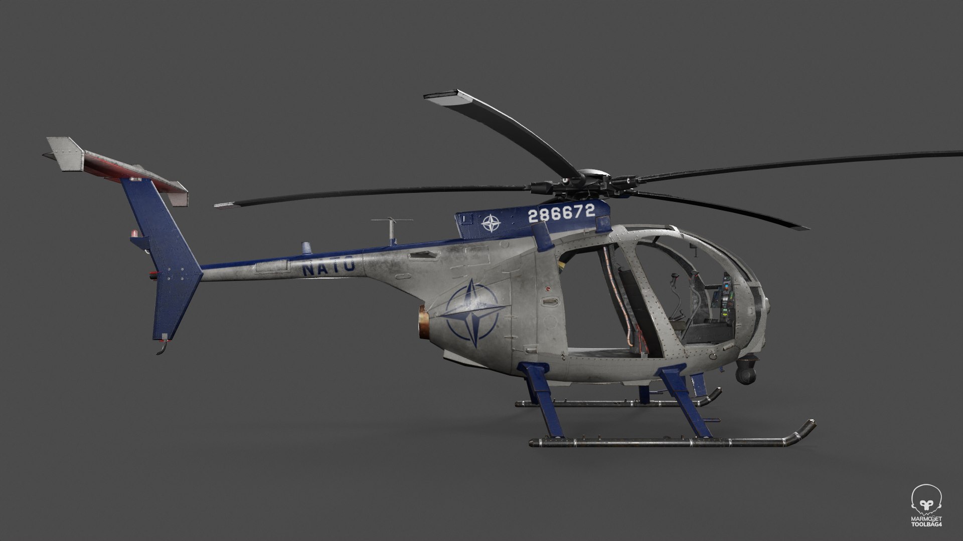 helicopter little bird mh-6 3d ma