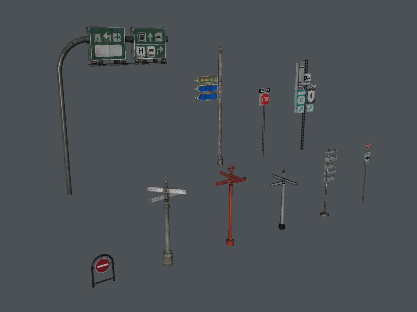 3d Model Pack Traffic Signs