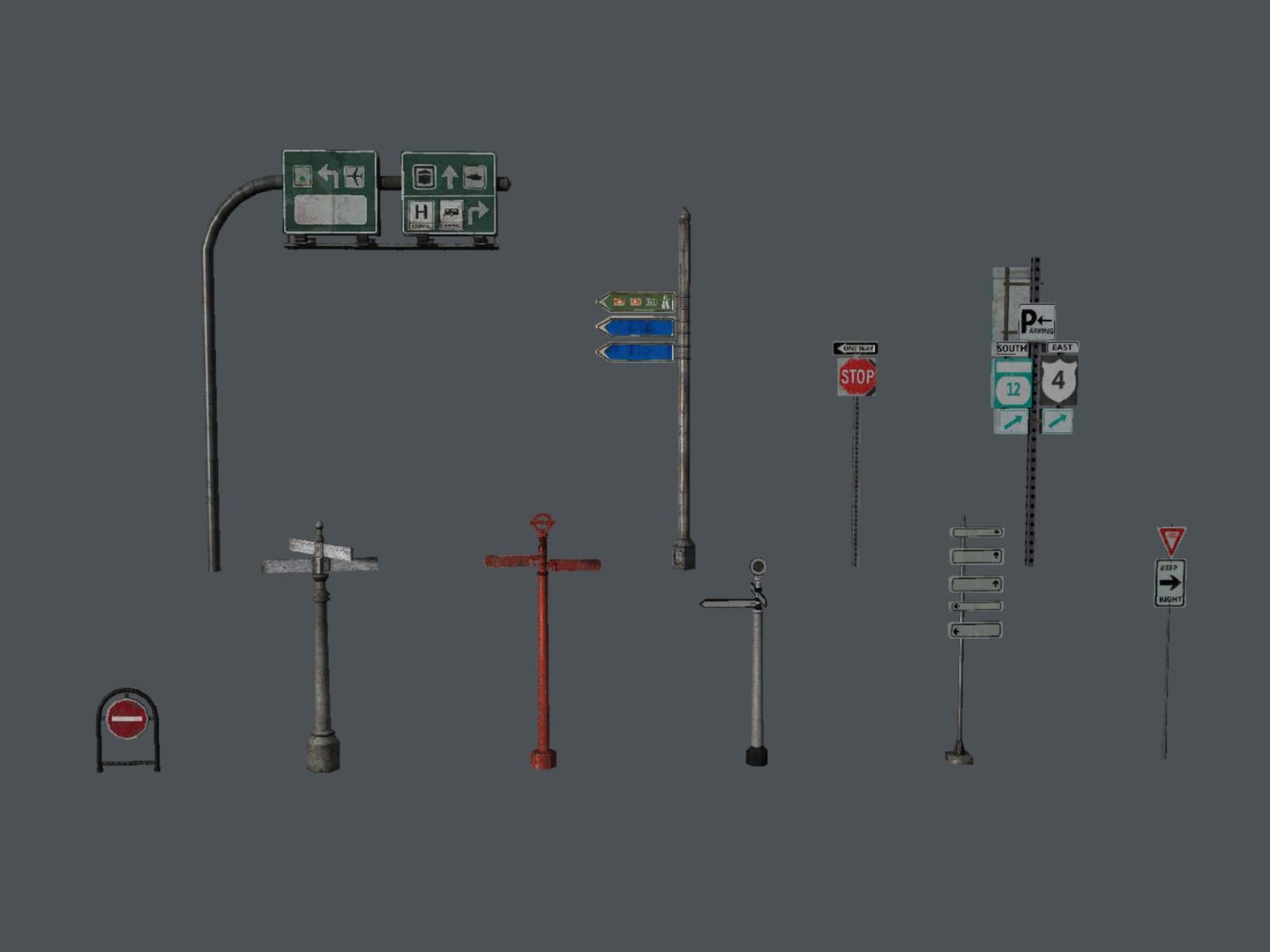 3d Model Pack Traffic Signs