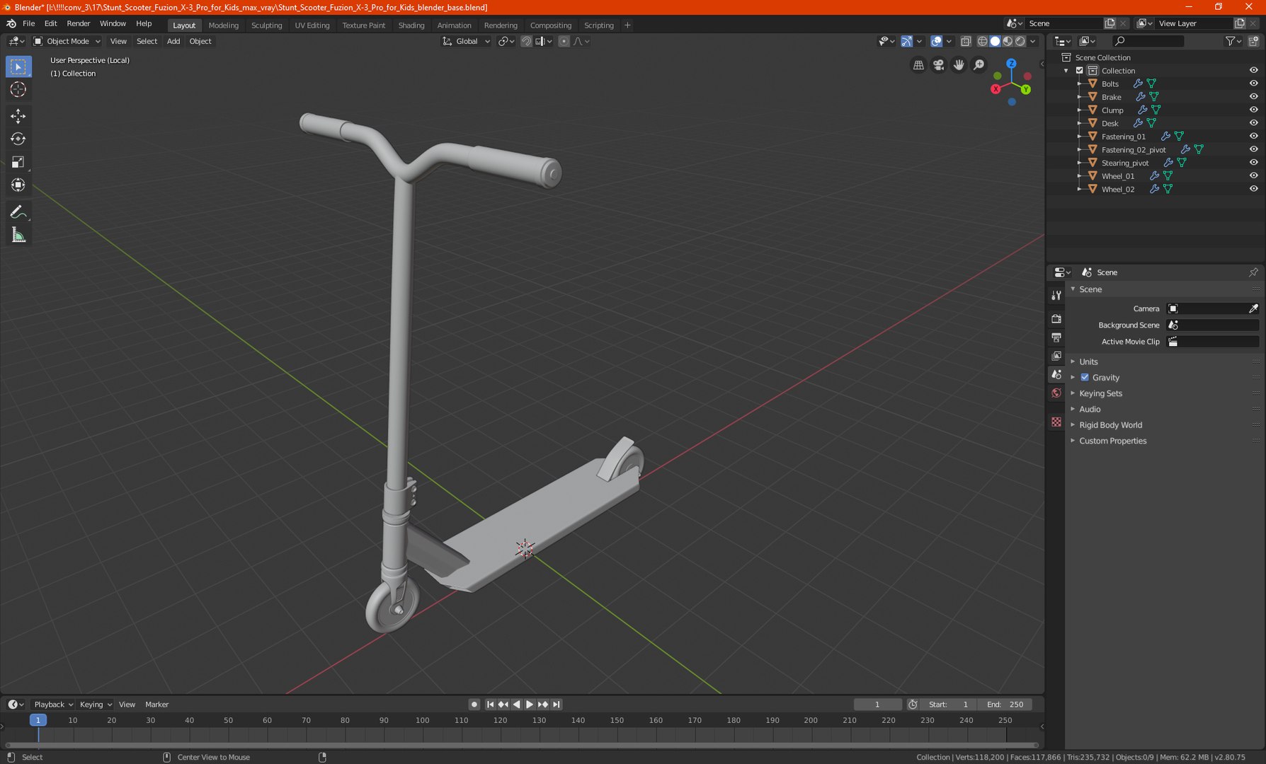 3D Stunt Scooter Fuzion X-3 Pro For Kids Model - TurboSquid 2026018