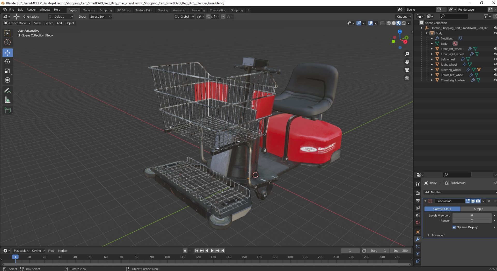3D Electric Shopping Cart SmartKART Red Dirty - TurboSquid 2054532