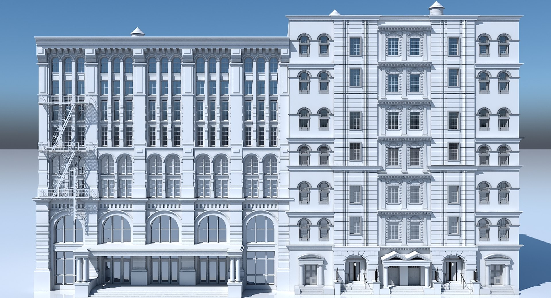 Tenement Building Facades 3D Model - TurboSquid 1303458