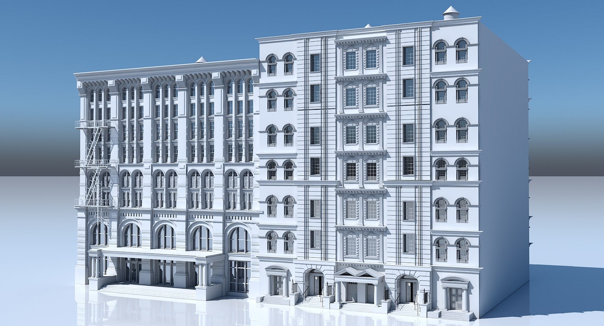 Tenement Building Facades 3D Model - TurboSquid 1303458