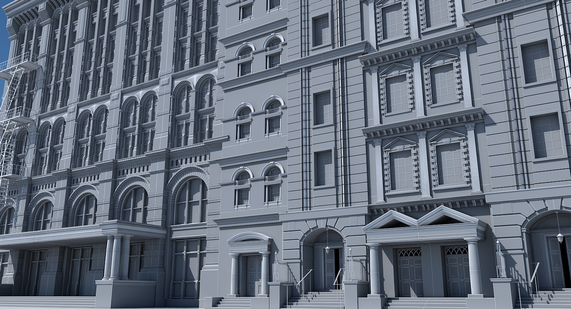 Tenement Building Facades 3D Model - TurboSquid 1303458
