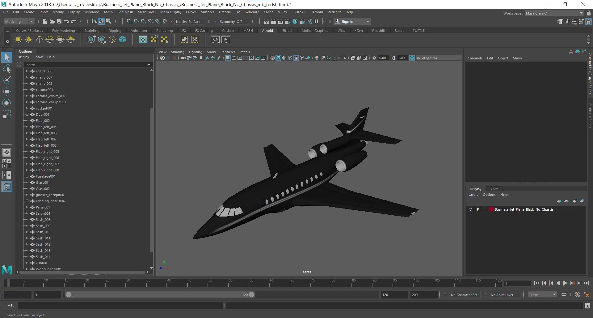Business Jet Plane Black No Chassis 3D - TurboSquid 2384593