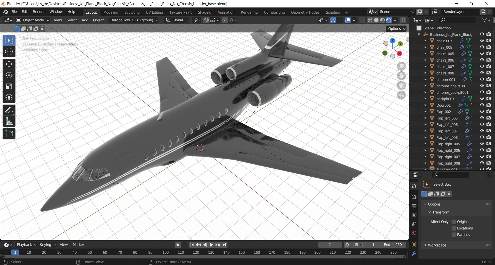 Business Jet Plane Black No Chassis 3D - TurboSquid 2384593