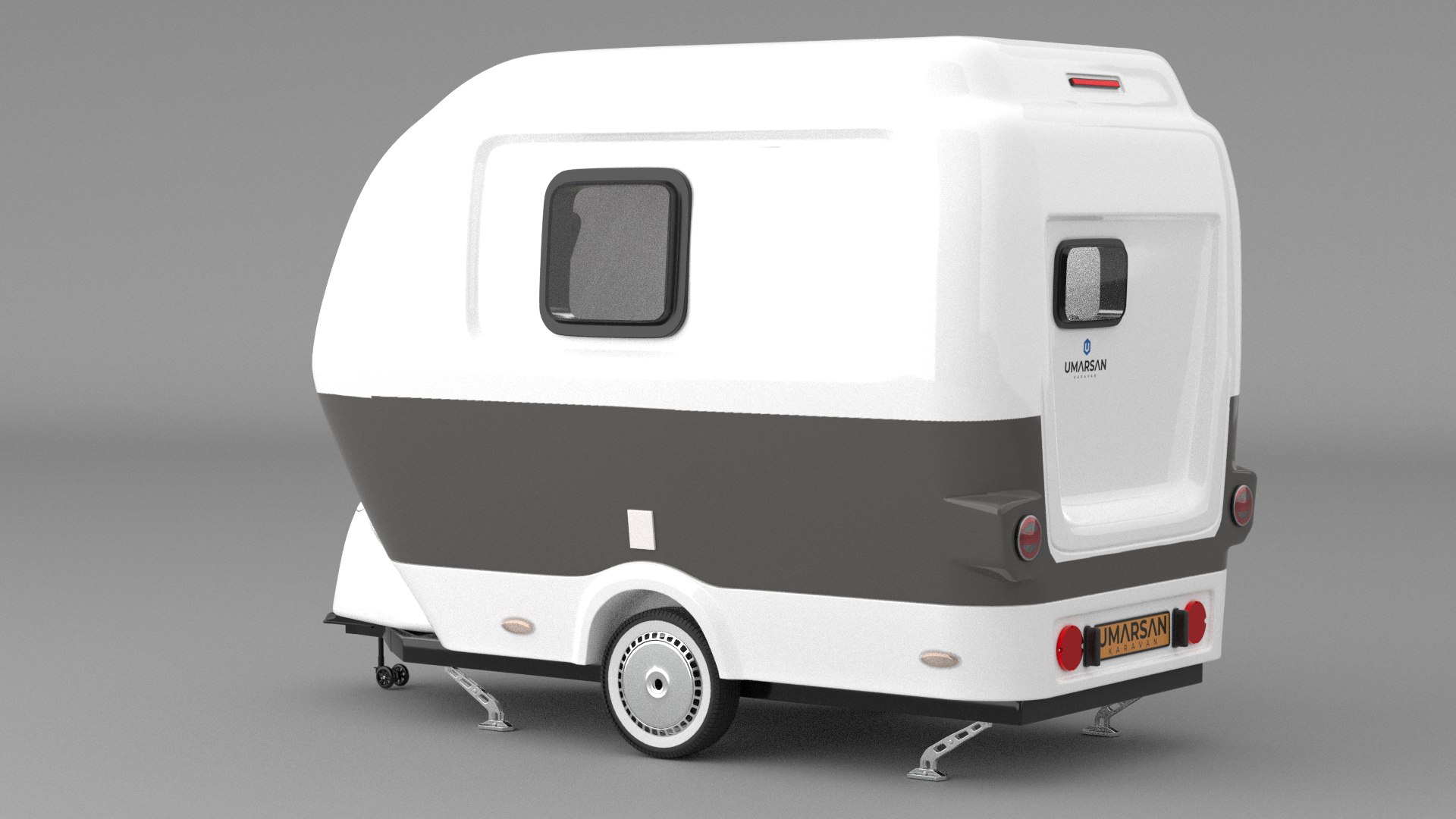 3D Capsule Caravans Mini Micro Camper Trailer Stone Grey Model ...
