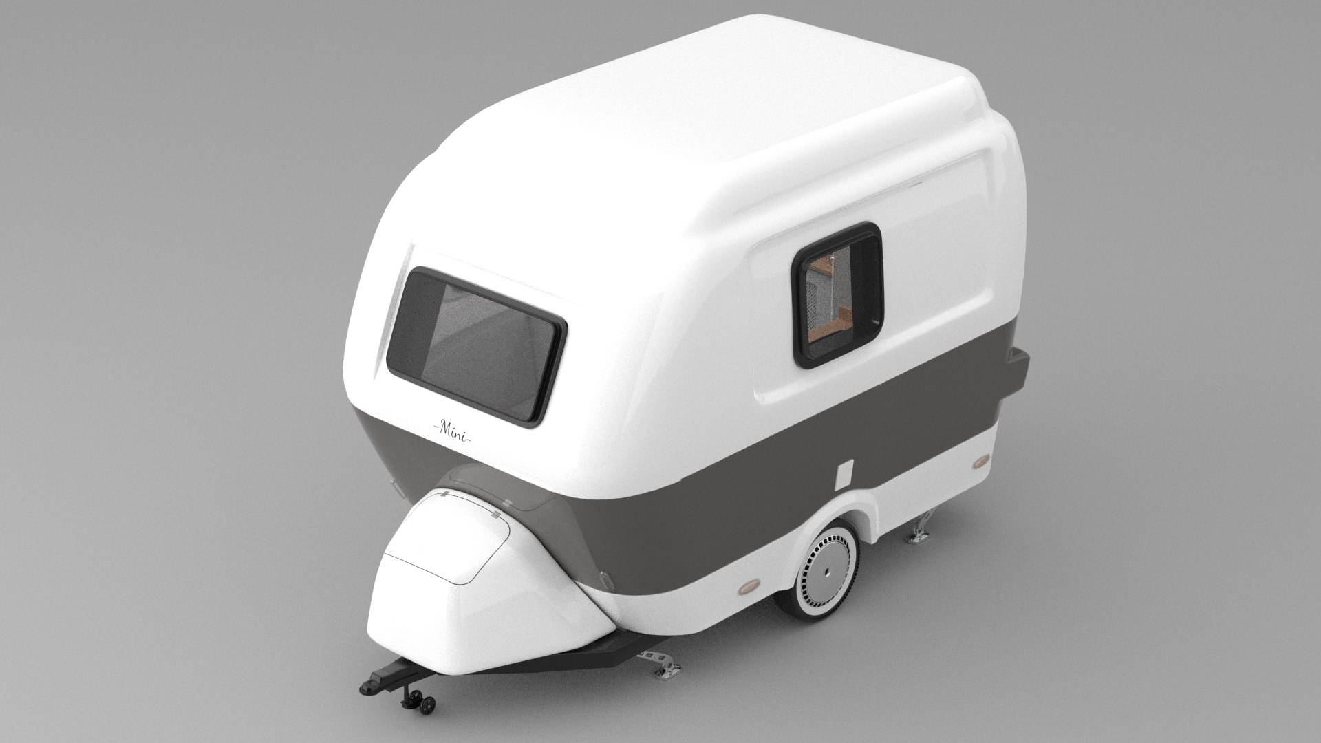 3D Capsule Caravans Mini Micro Camper Trailer Stone Grey Model ...