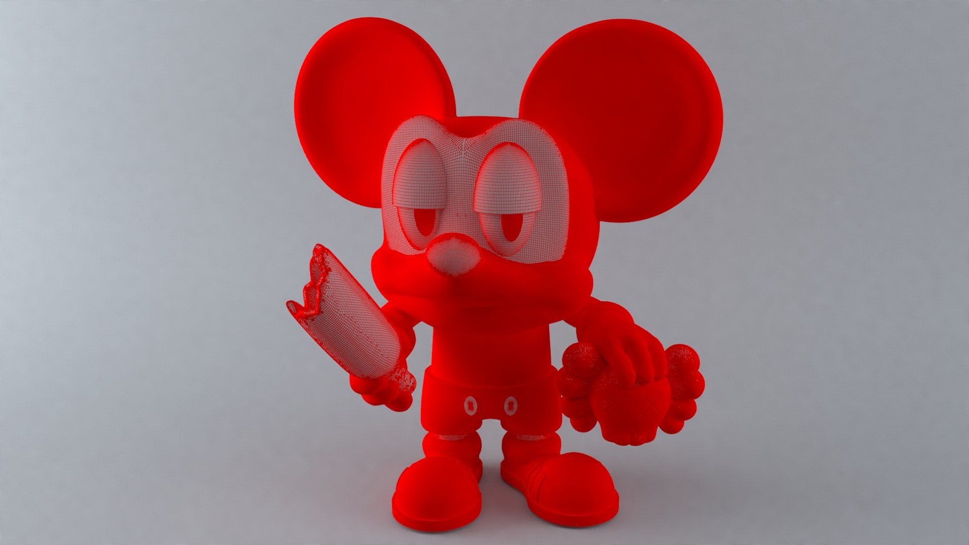 3D Model Mickey Mischief 3D Art Toy With KAWS Head And Bottle 3D Print ...