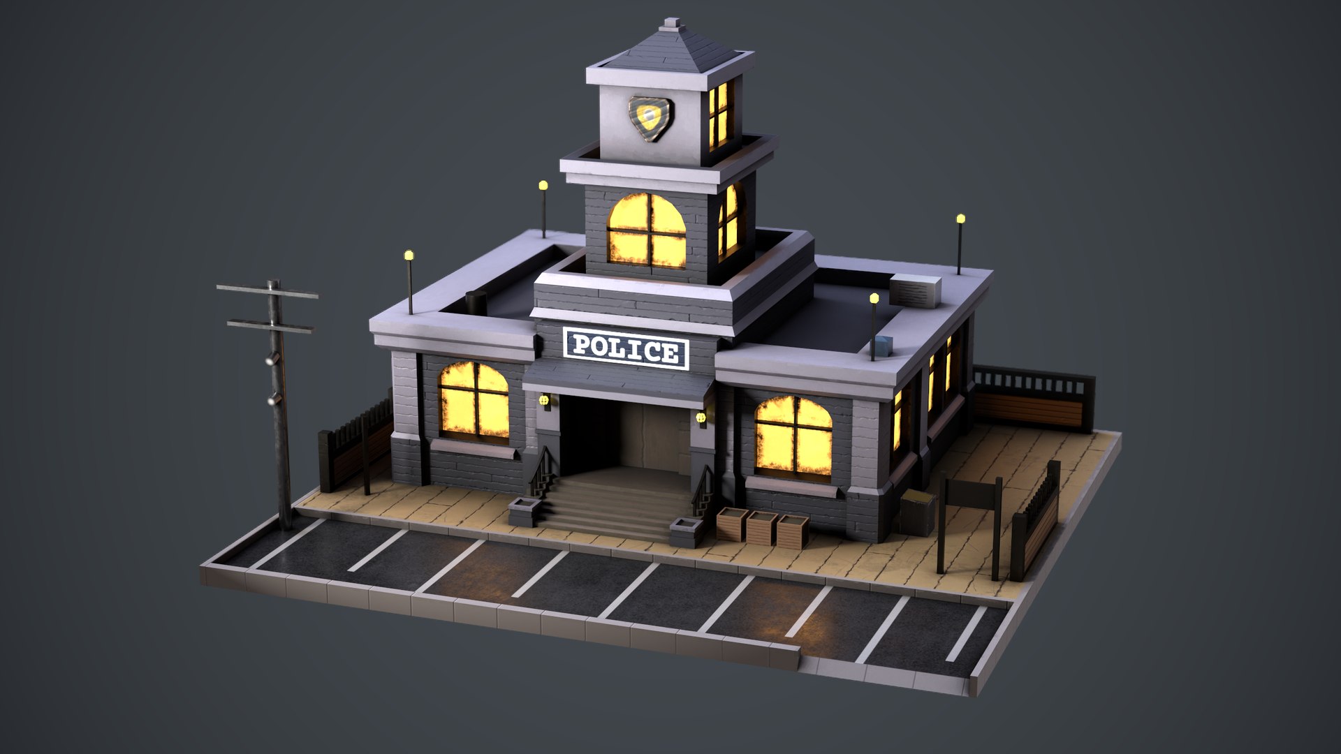 3D Stylized Police Station - TurboSquid 2194695
