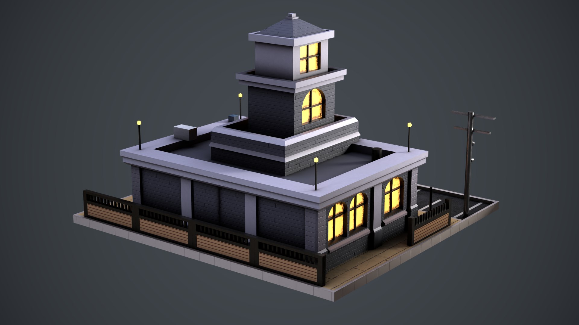3D Stylized Police Station - TurboSquid 2194695