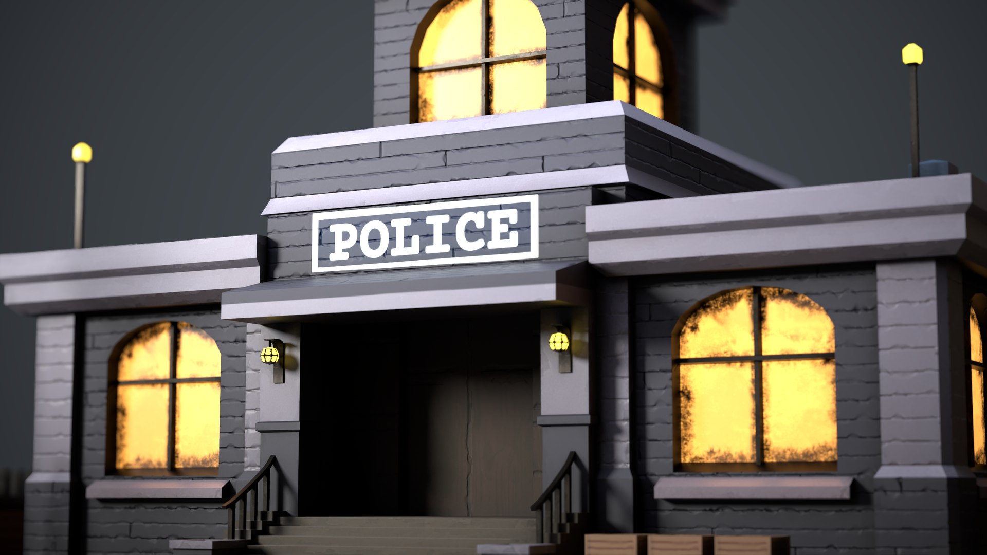3D Stylized Police Station - TurboSquid 2194695