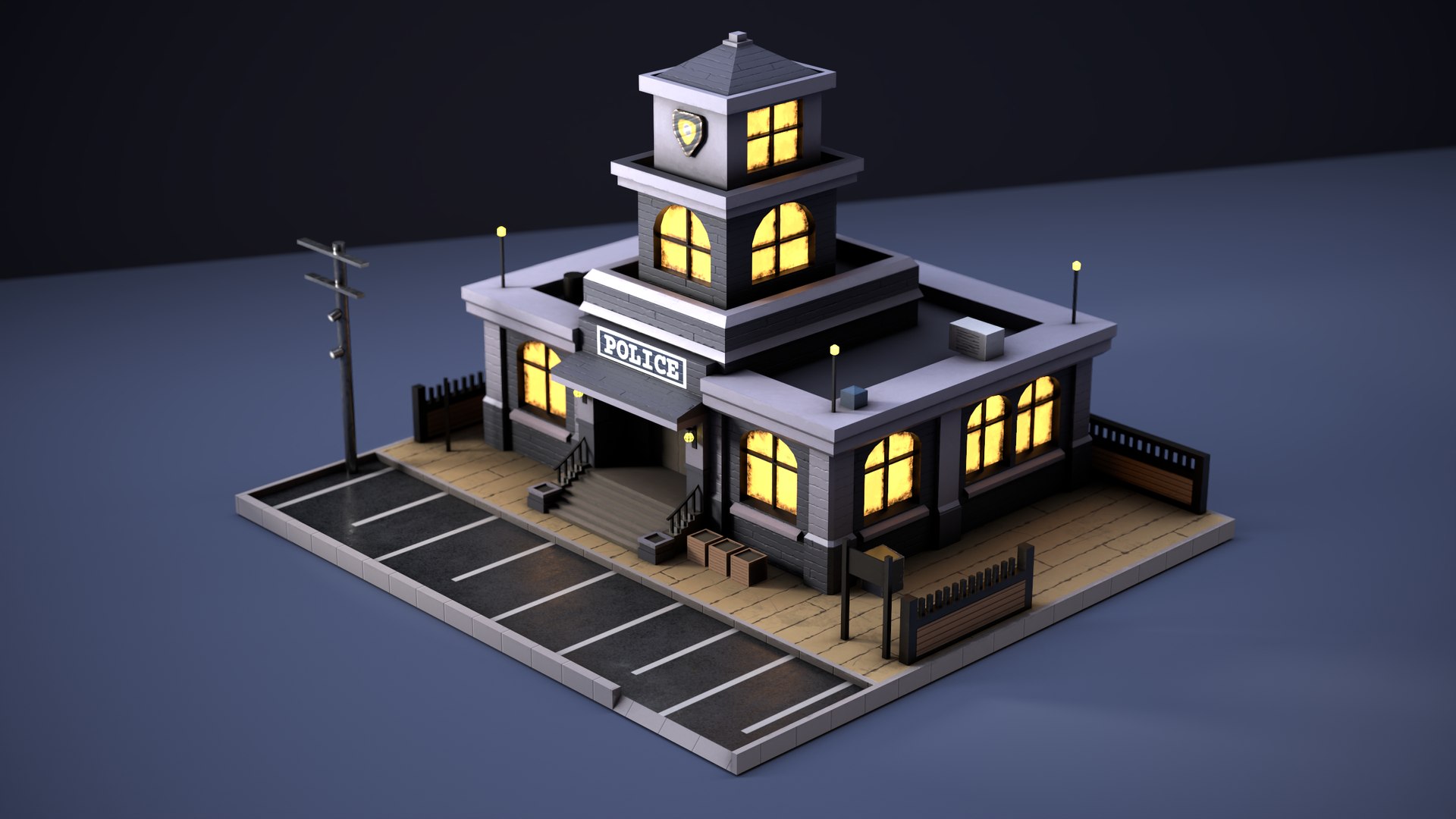 3D Stylized Police Station - TurboSquid 2194695