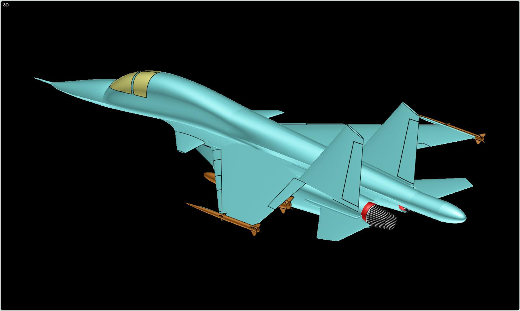 3d model sukhoi su-34 aircraft solid