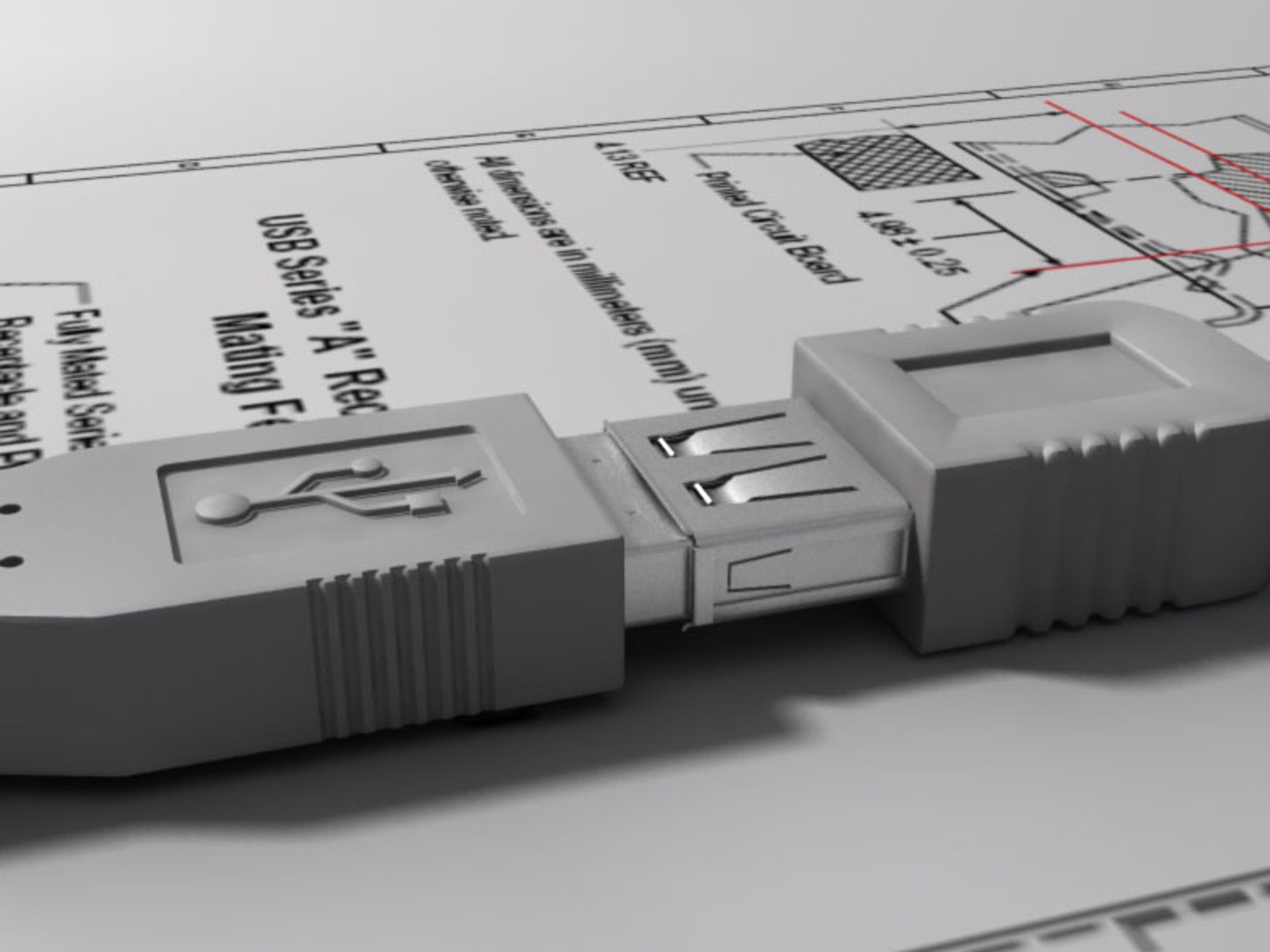 3d model usb connector
