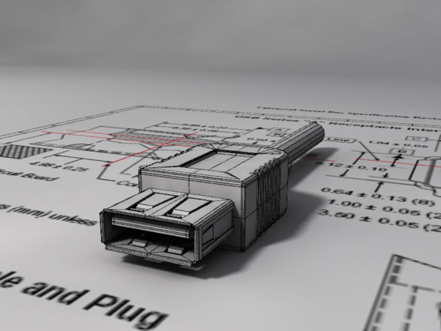 3d model usb connector