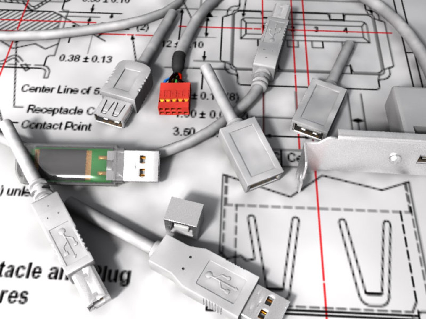 3d model usb connector