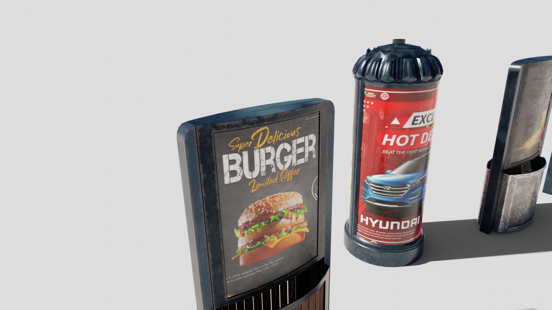 Road Side Advertisements With 4k Pbr Textures 3D - TurboSquid 1914480