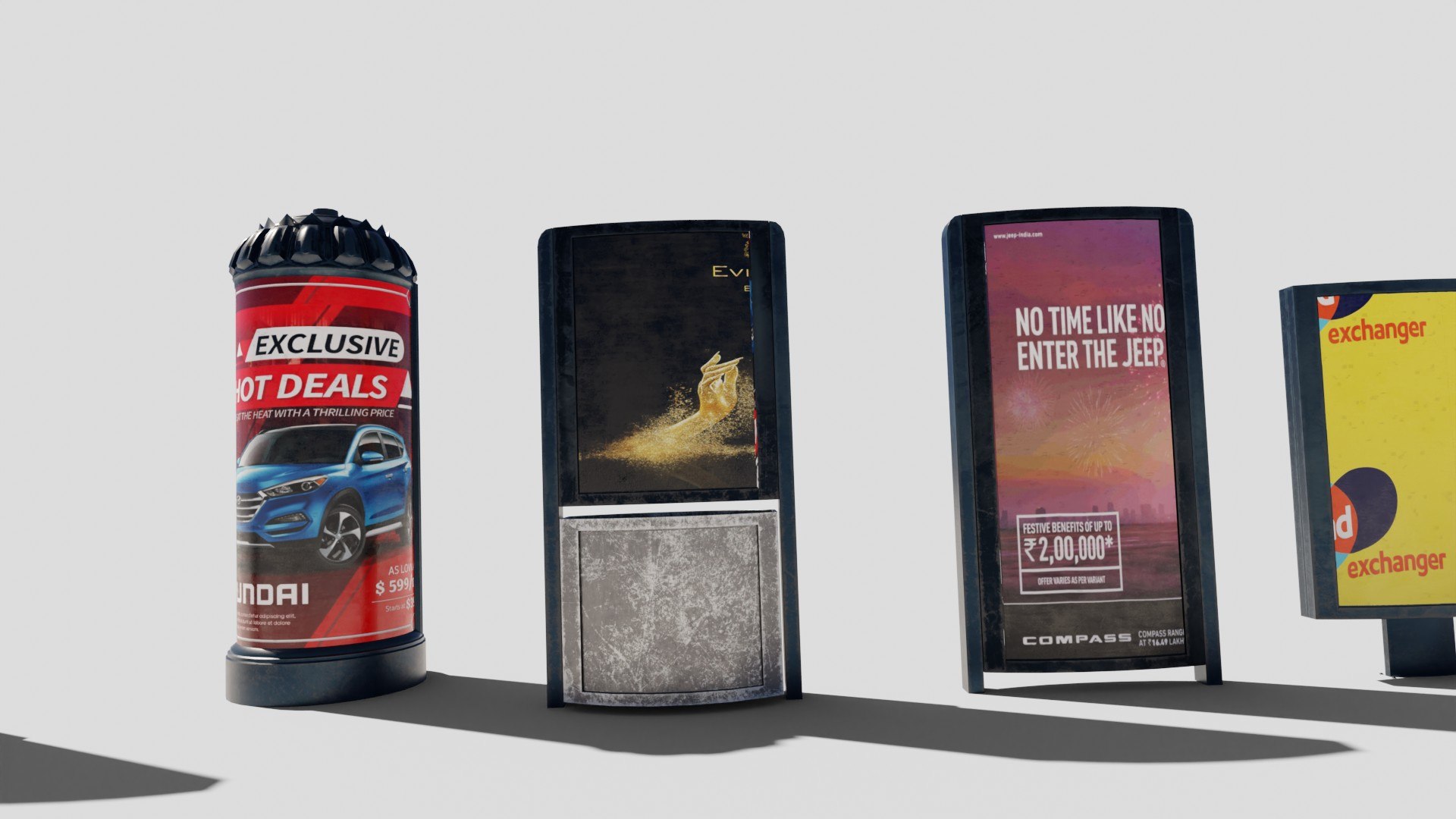 Road Side Advertisements With 4k Pbr Textures 3D - TurboSquid 1914480