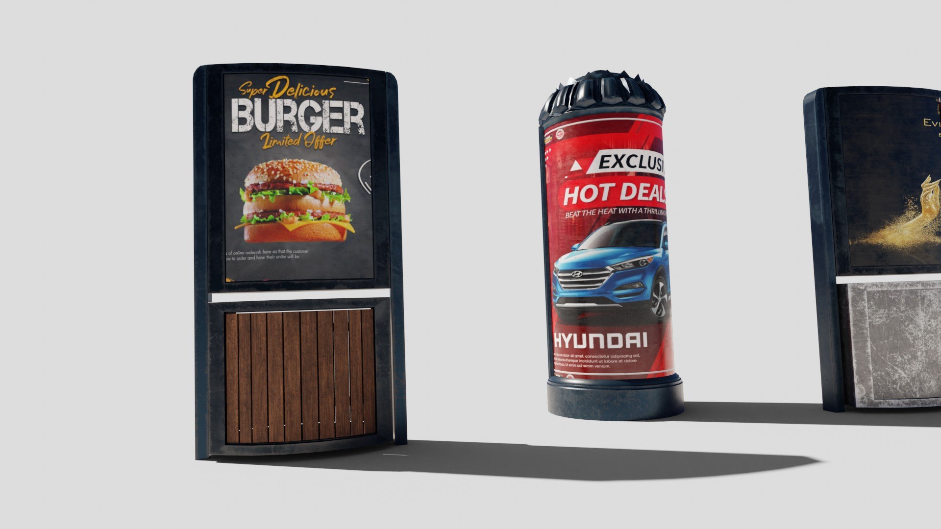 Road Side Advertisements With 4k Pbr Textures 3D - TurboSquid 1914480