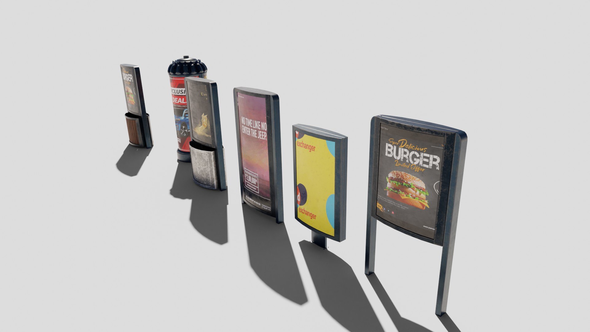 Road Side Advertisements With 4k Pbr Textures 3D - TurboSquid 1914480