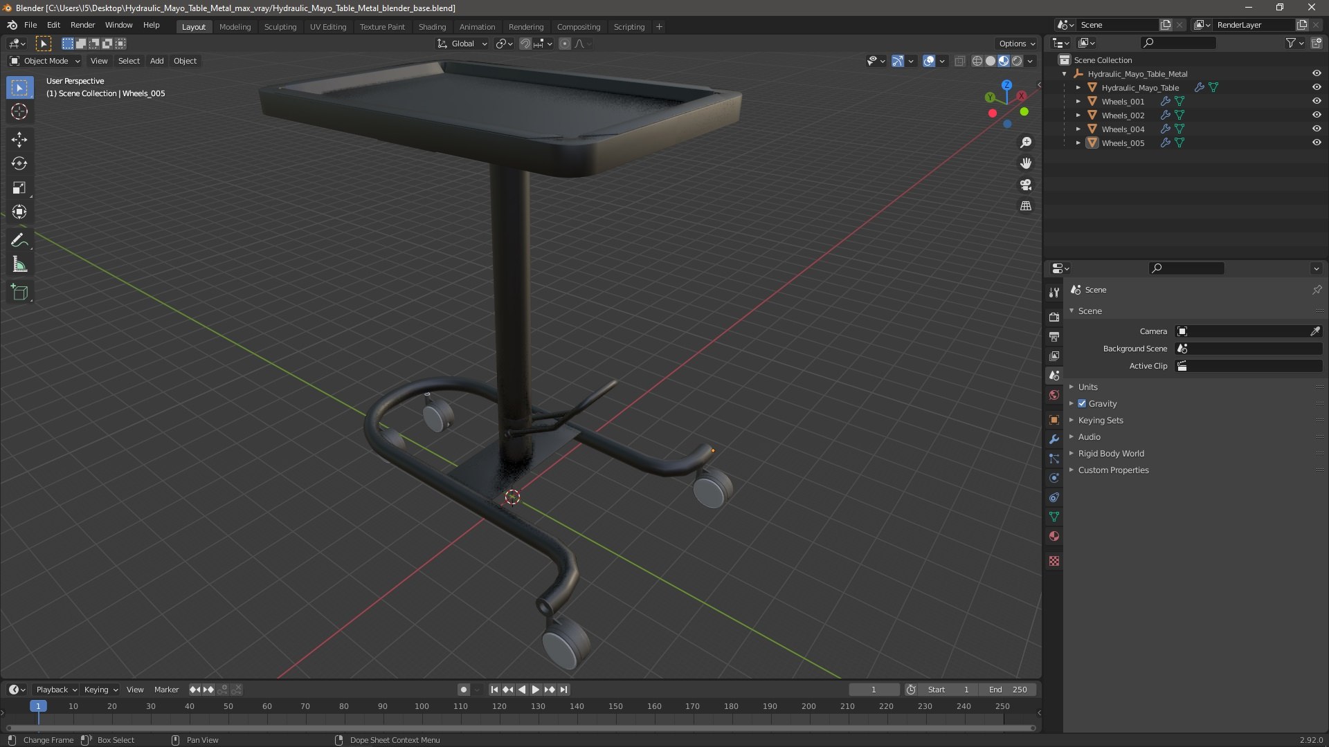3D Hydraulic Mayo Table Metal - TurboSquid 2246259