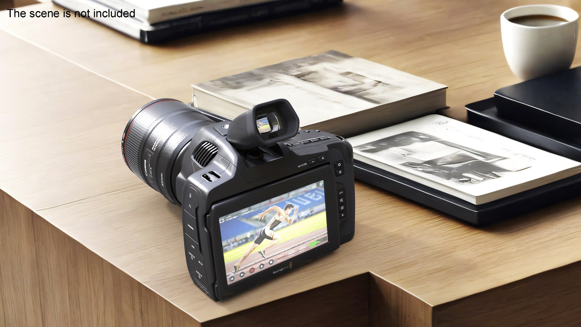 3D Cinema Camera Blackmagic Design 6K Pro Light On With Lens Model ...
