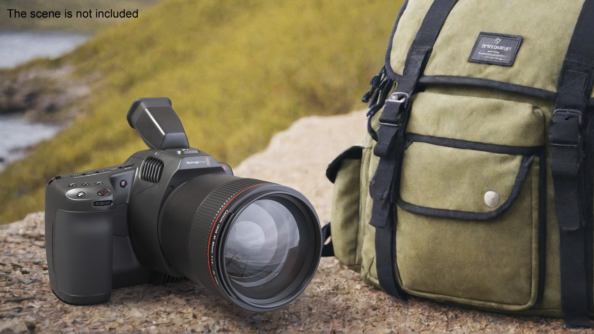 3D Cinema Camera Blackmagic Design 6K Pro Light On With Lens Model ...